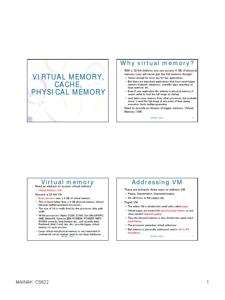 Virtual Memory, Cache, Physical Memory | PDF | Cpu Cache | Cache (Computing)