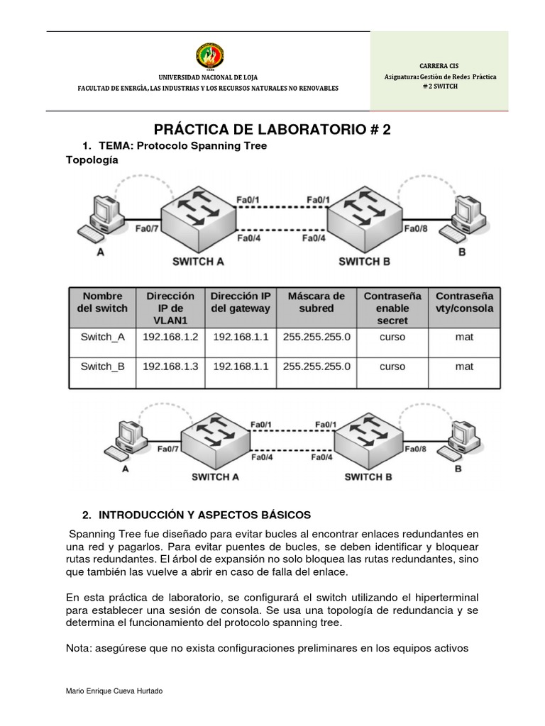 Práctica 2 - Spanning Tree-GRUPO B | PDF | Informática | Protocolos de comunicaciones
