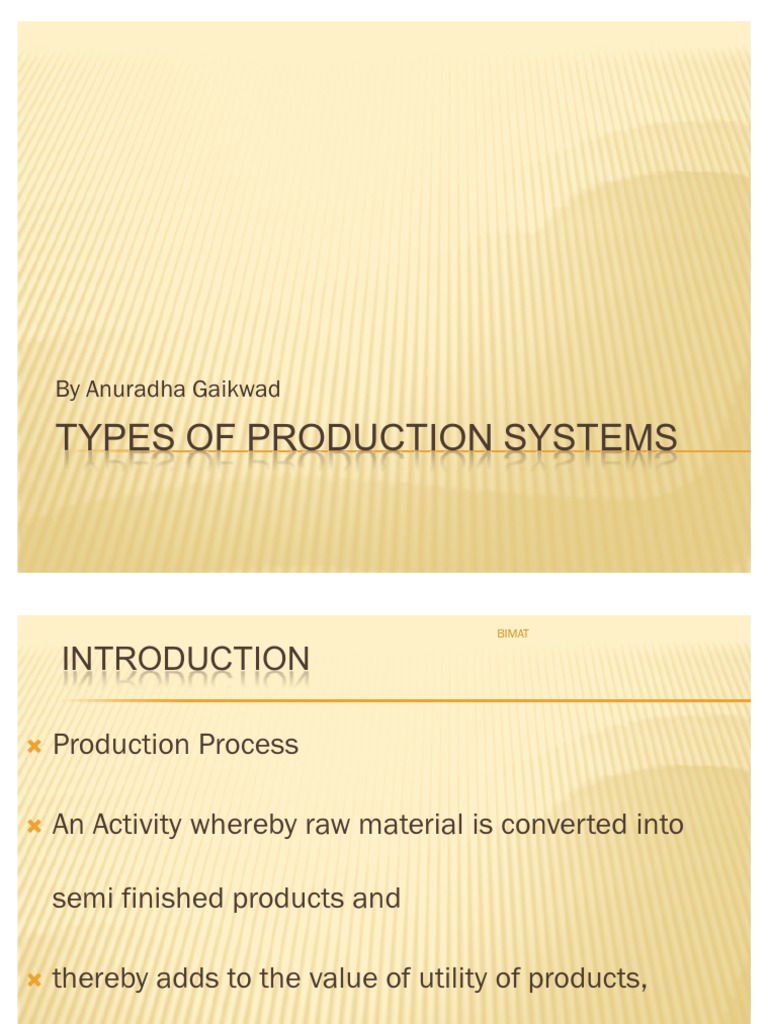 Types of Production Systems | PDF | Production Function | Inventory