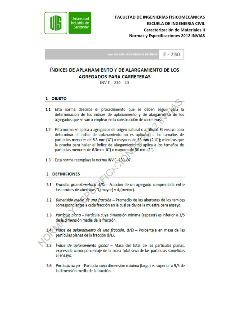 Norma de Ensayo 230 INVIAS 2012 | PDF
