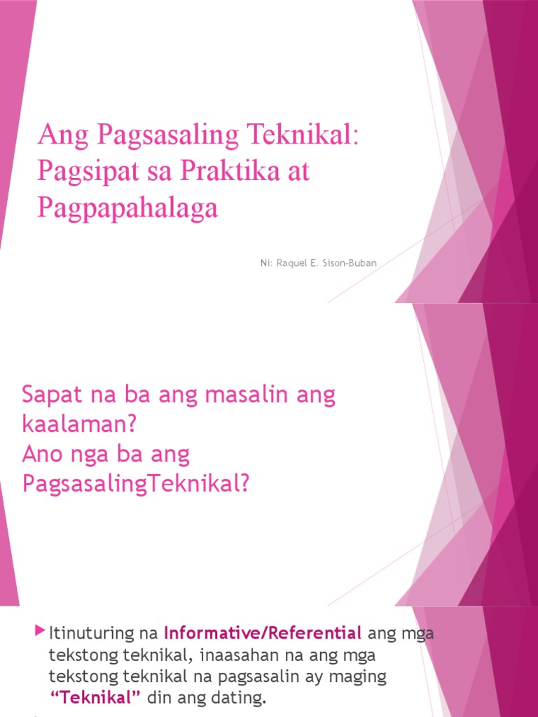 Ang Pagsasaling Teknikal | PDF