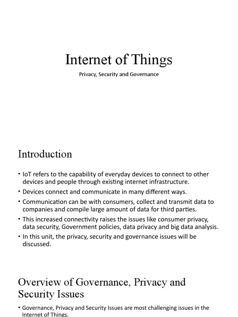 Internet of Things: Privacy, Security and Governance | PDF | Internet ...