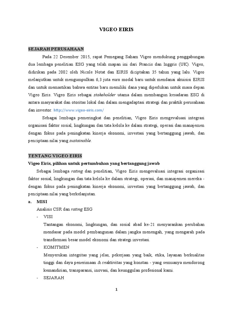 VIGEO EIRIS Ok | PDF | Bisnis