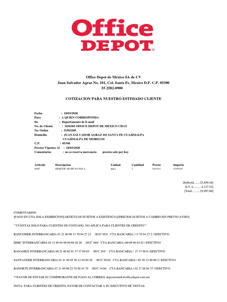 Plantilla De Factura De Office Depot
