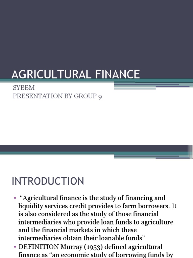 Agricultural Finance | PDF
