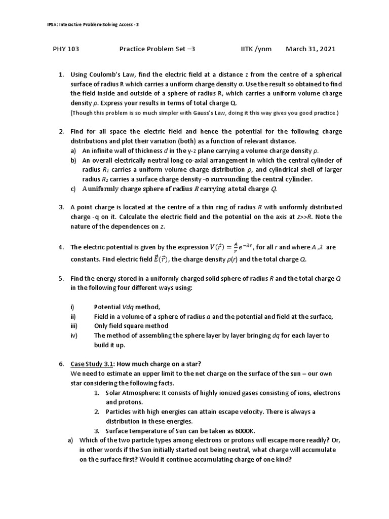 PHY 103 Practice Problem Set - 3 IITK /ynm March 31, 2021 | PDF | P–N Junction | Quantity