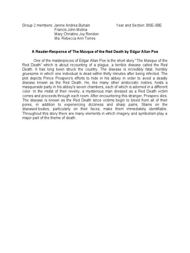 An Analysis of Symbolism and Themes of Death in Edgar Allan Poe's "The ...