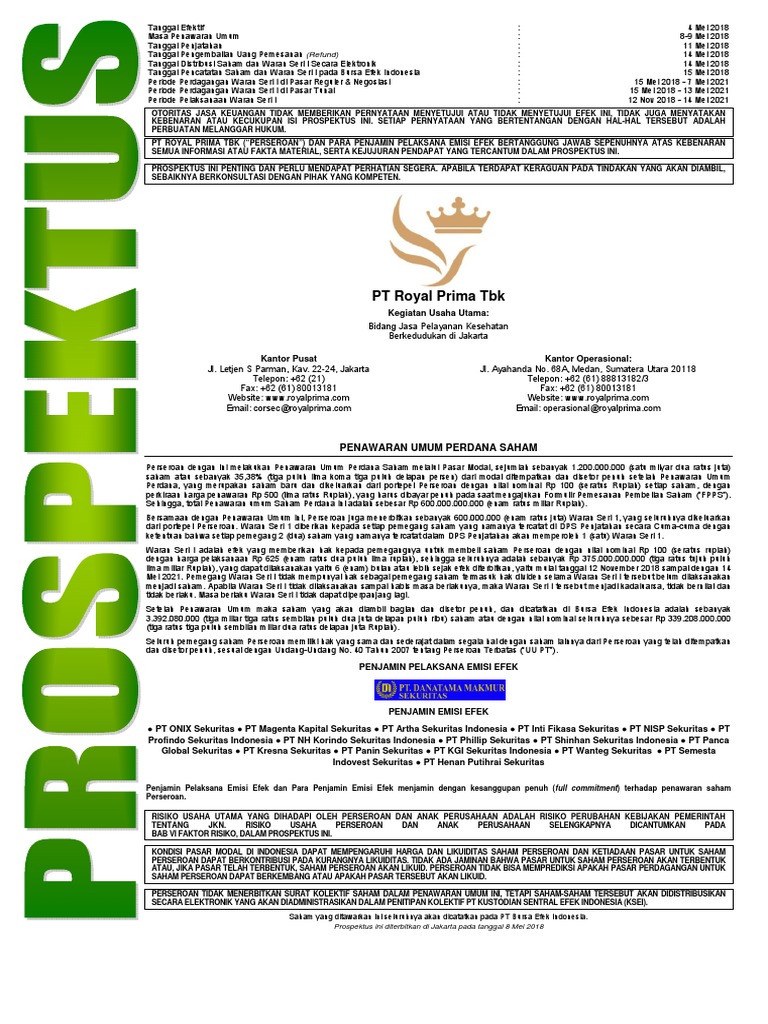 Prospektus Final Royal Prima Lengkap | PDF