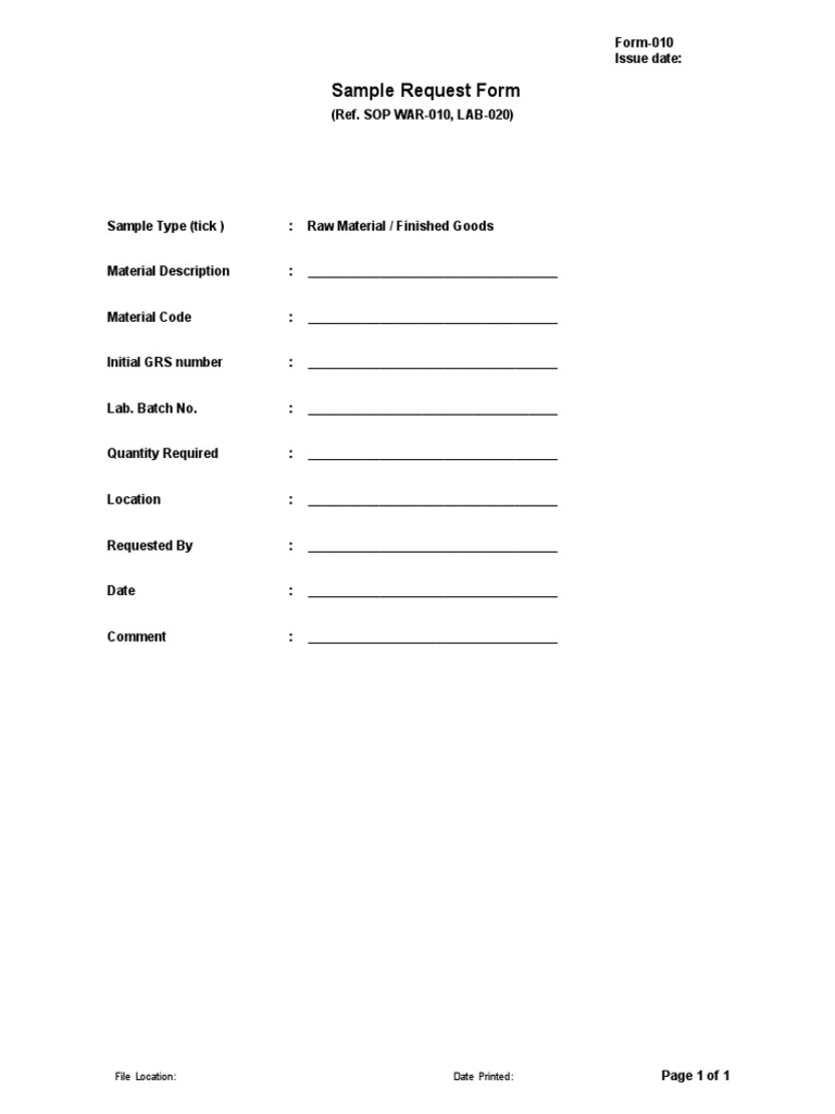 Form-010 Sample Request Form | PDF