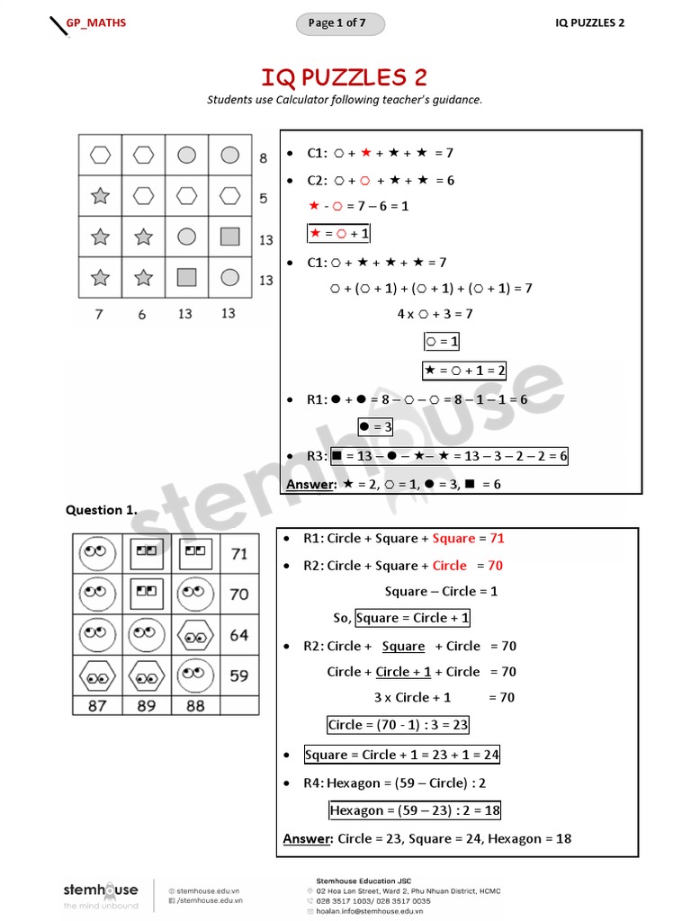 Iq Puzzles 2: Students Use Calculator Following Teacher's Guidance ...