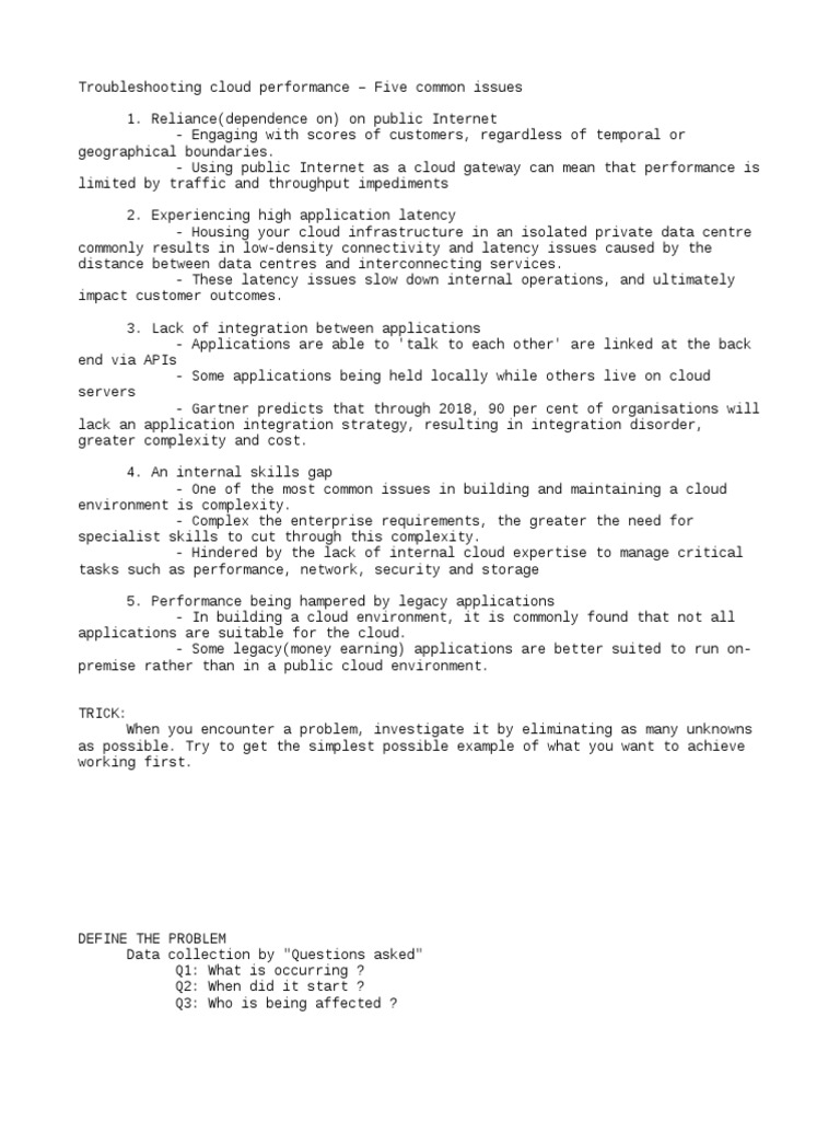 Trouble Shooting Process | PDF | Cloud Computing | Lag