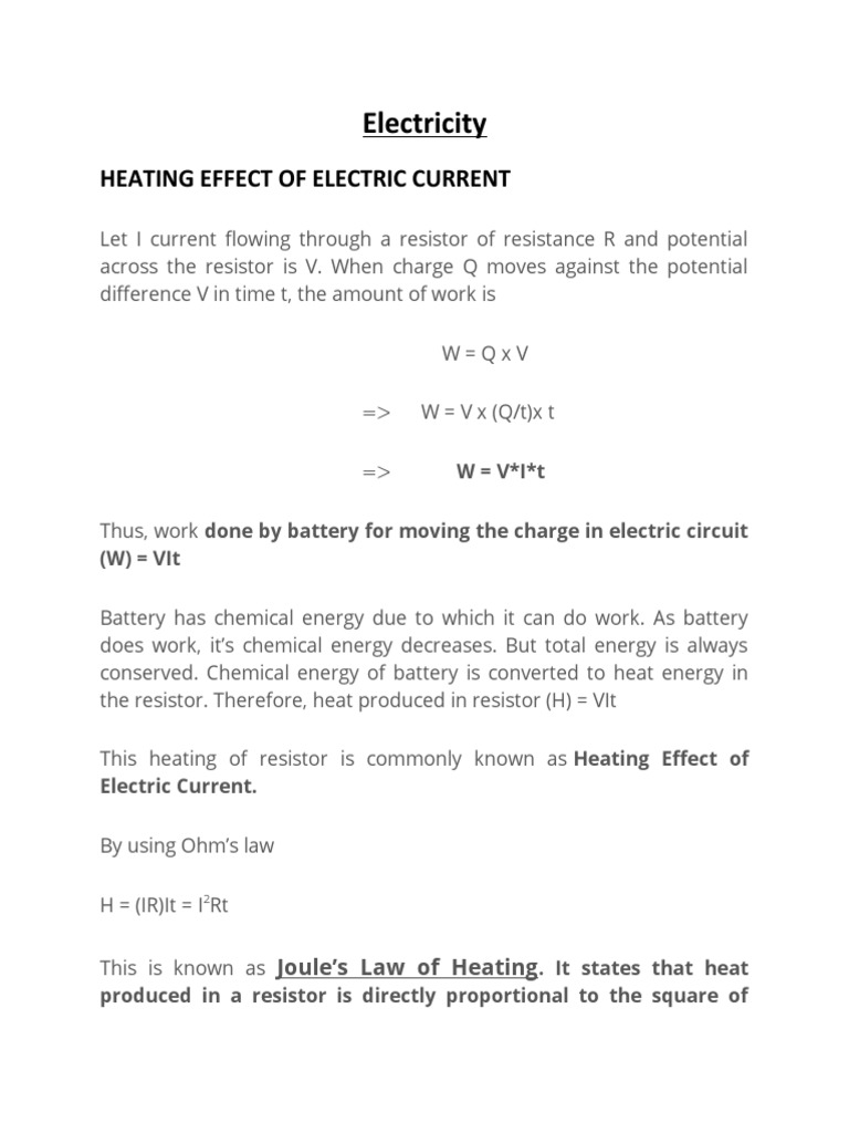 Electricity: Heating Effect of Electric Current | Download Free PDF ...