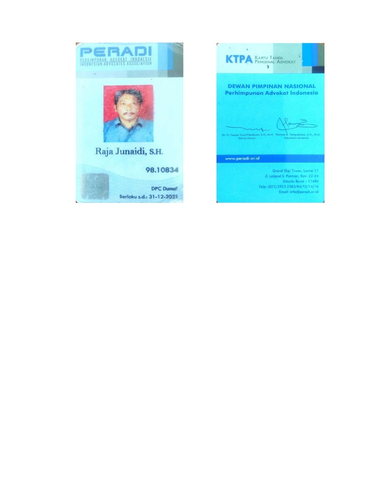 Kta Peradi Raja Junaidi, SH | PDF
