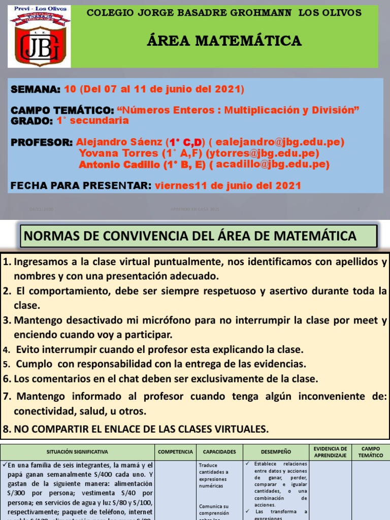 Presupuesto Familiar: Números Enteros | PDF | Presupuesto | Entero