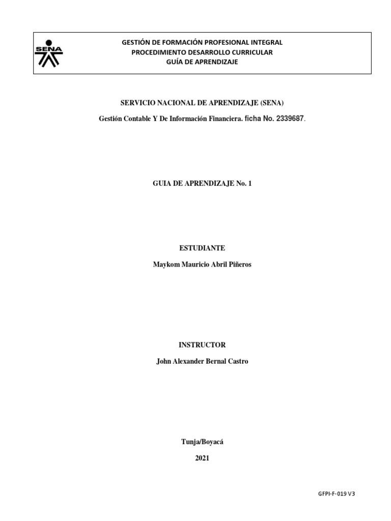 GFPI-F-019 - Formato - Guia - de - Aprendizaje No. 1 INDUCCION (1) Final | PDF | Aprendizaje ...