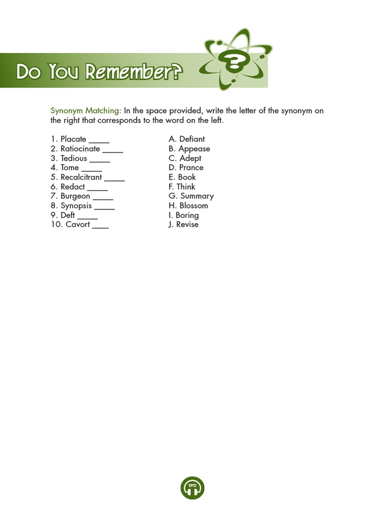 Do You Remember?: Synonym Matching | PDF