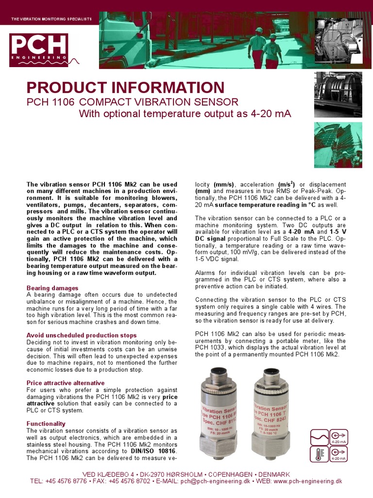 Product Information: PCH 1106 Compact Vibration Sensor With Optional ...