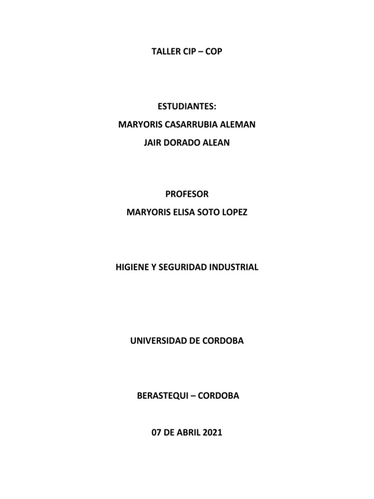CIP y COP | PDF | Agua | Química