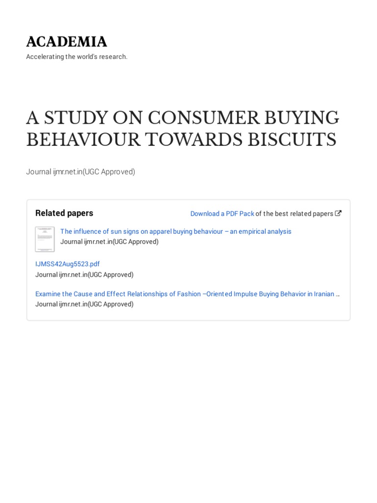A Study On Consumer Buying Behaviour Towards Biscuits: Related Papers ...