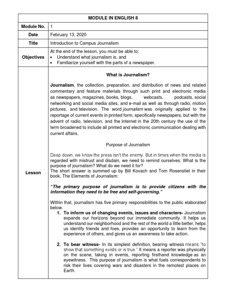 Campus Journalism Introduction | PDF | Journalism | Mass Media