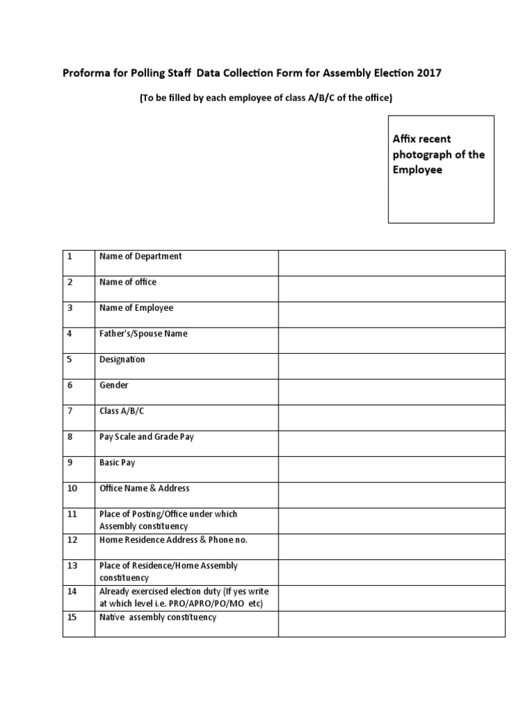 Polling Staff Data Collection Form | PDF