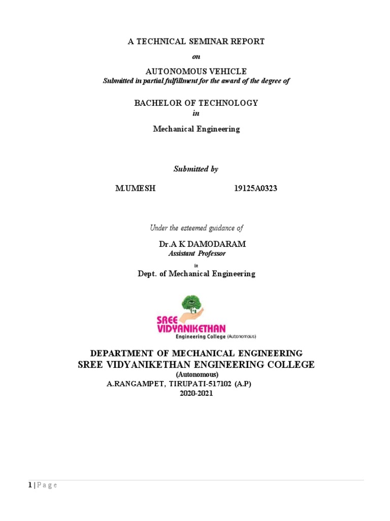 Sree Vidyanikethan Engineering College: A Technical Seminar Report ...