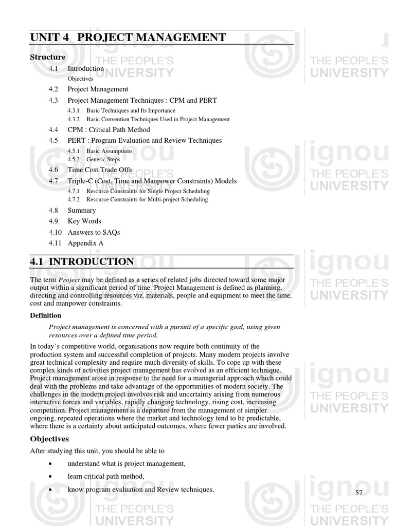 Unit-4 CPM & Pert | PDF | Project Management | Standard Deviation