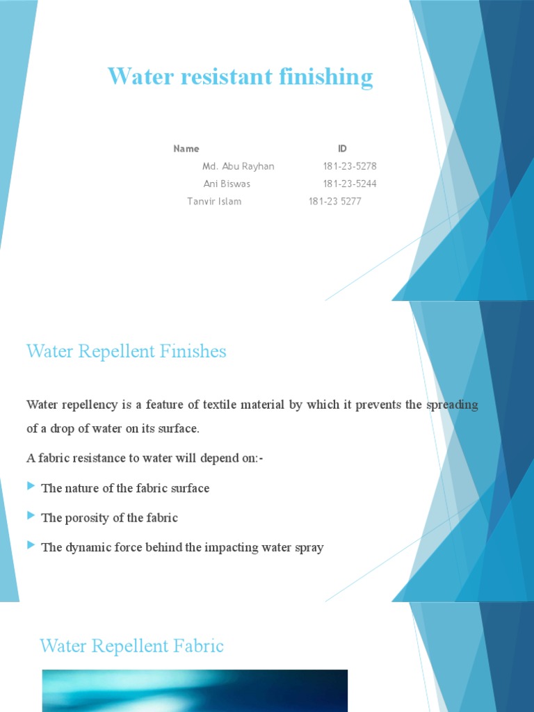Water Resistance Finishes and Waterproof Finishes | PDF | Applied And ...