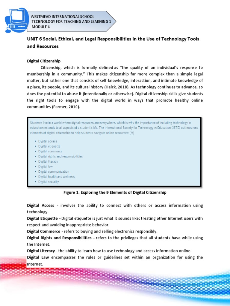 UNIT 6 Social, Ethical, and Legal Responsibilities in The Use of ...