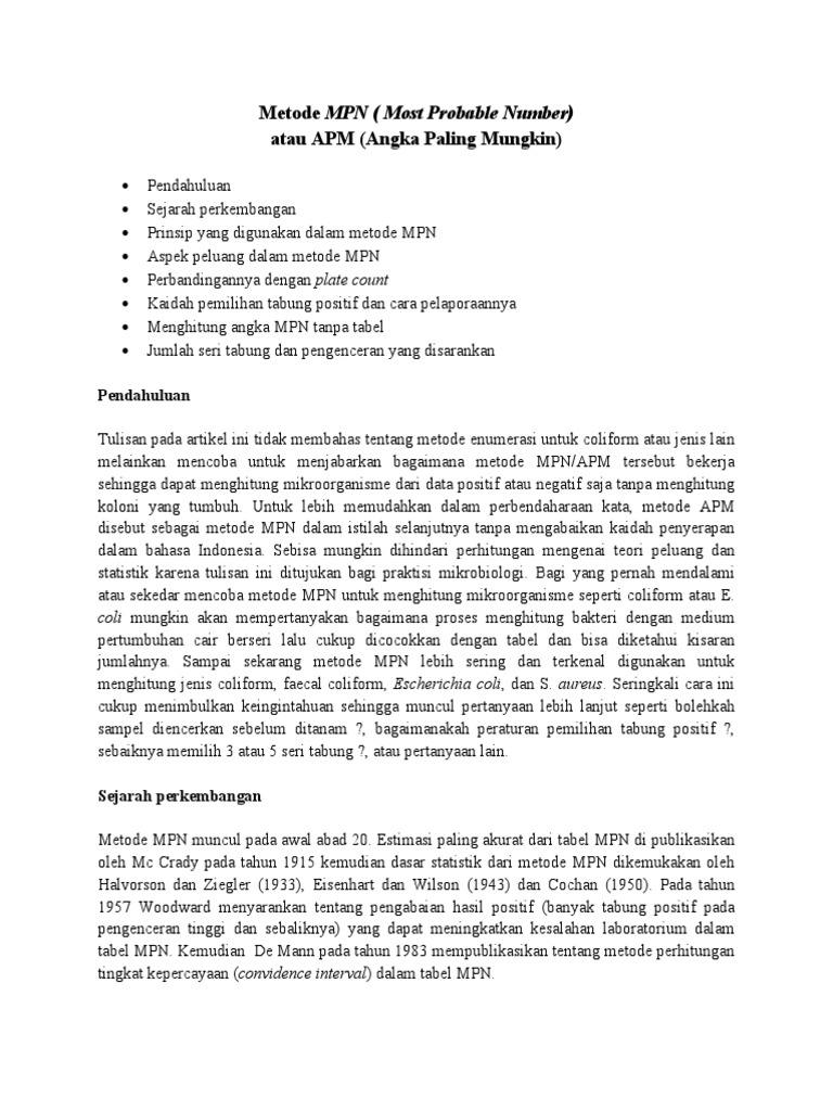 Metode MPN Atau APM | PDF | Kesehatan Holistik