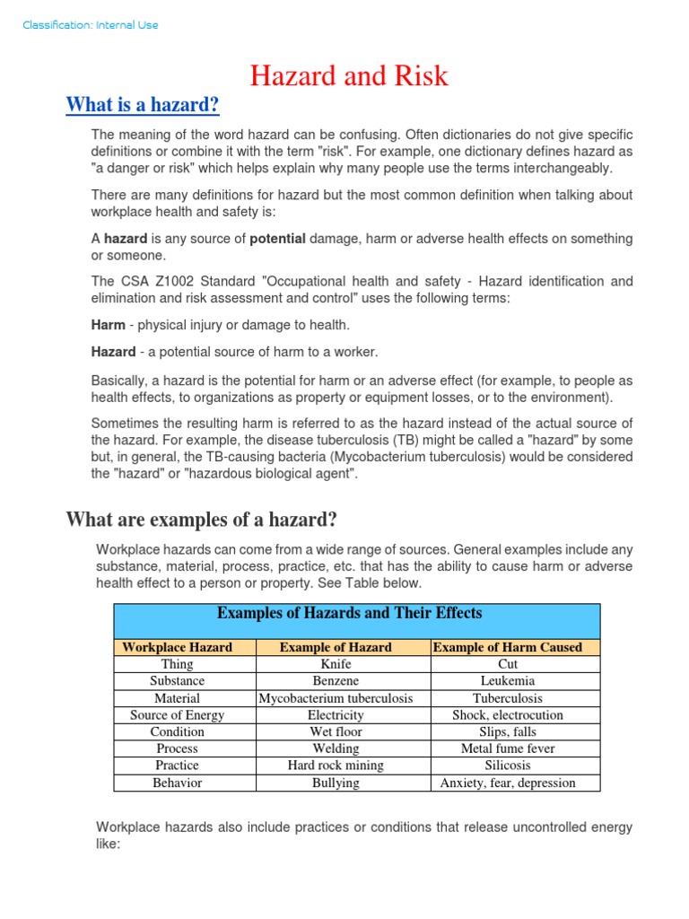Hazard Vs Risk | PDF | Risk | Hazards
