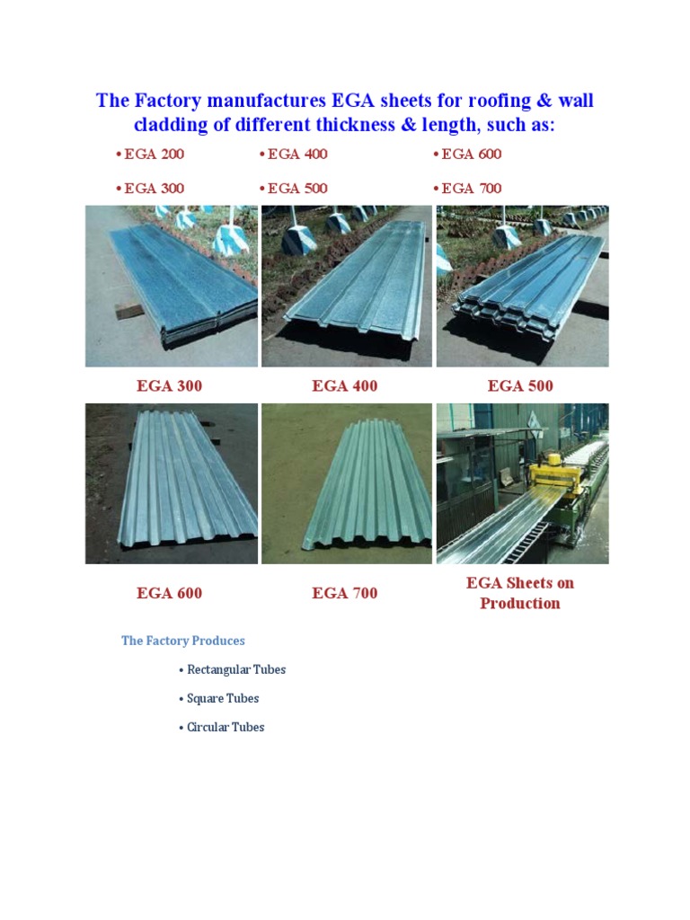 The Factory Manufactures EGA Sheets For Roofing | PDF