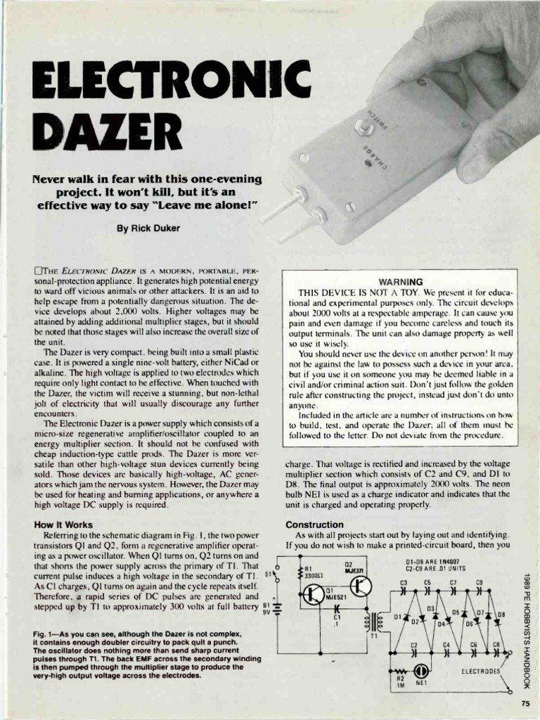 Build Your Own Electronic Dazer | PDF | Power Supply | Voltage