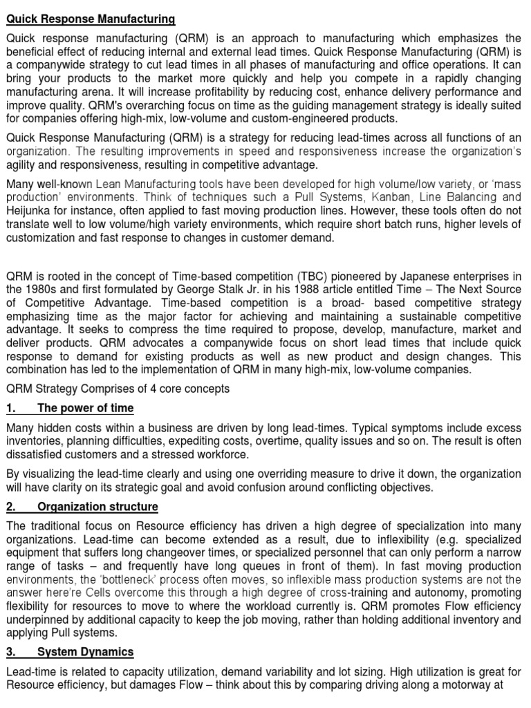 Quick Response Manufacturing | PDF | Business | Economies