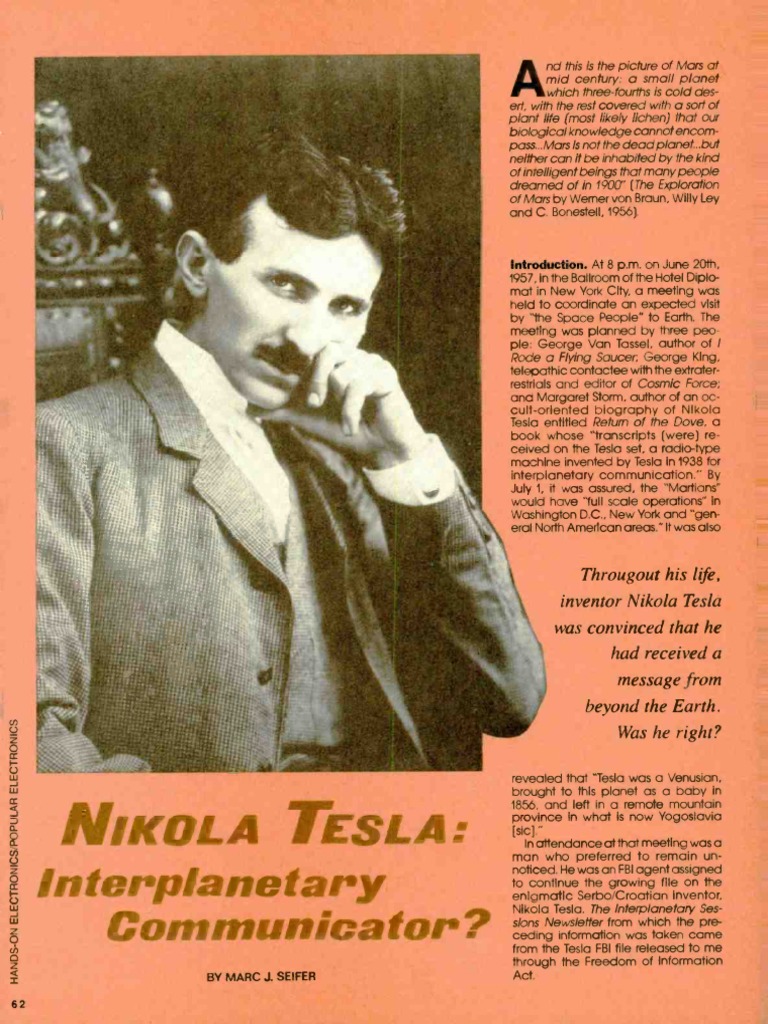 Nicolai Tesla (Hands On 12.1986) | PDF | Nikola Tesla | Mars