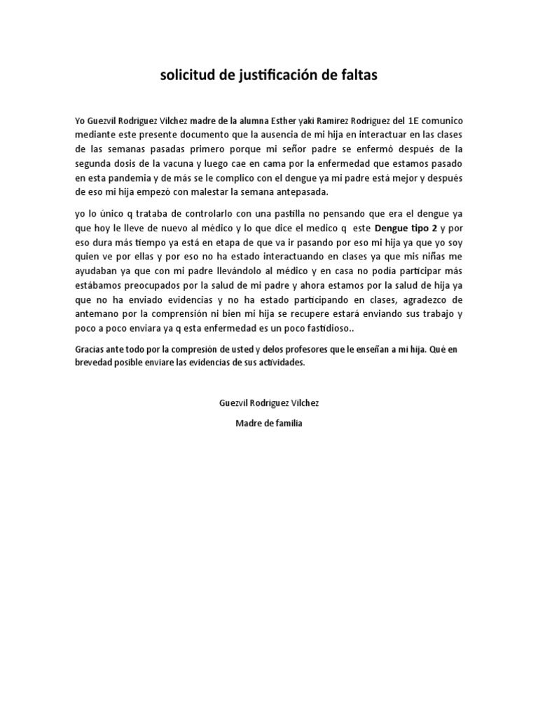 Solicitud de Justificación de Faltas | PDF