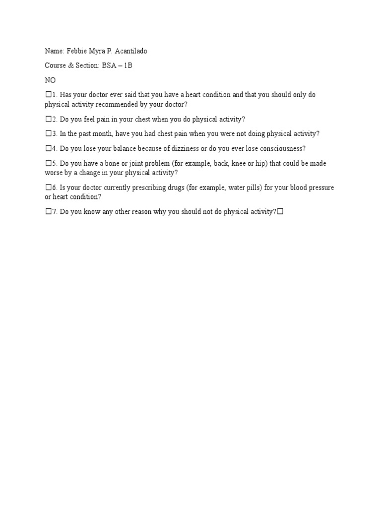 Checklist (Pe) | PDF | Wellness