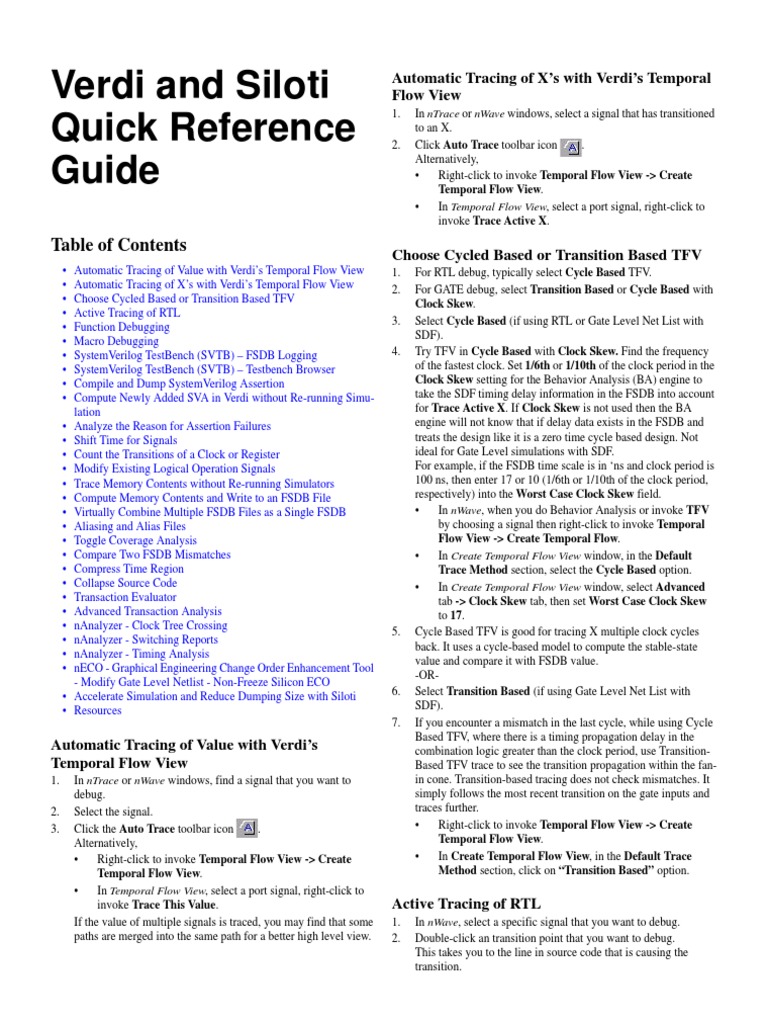 Verdi Quickrefpdf | PDF | Debugging | Command Line Interface