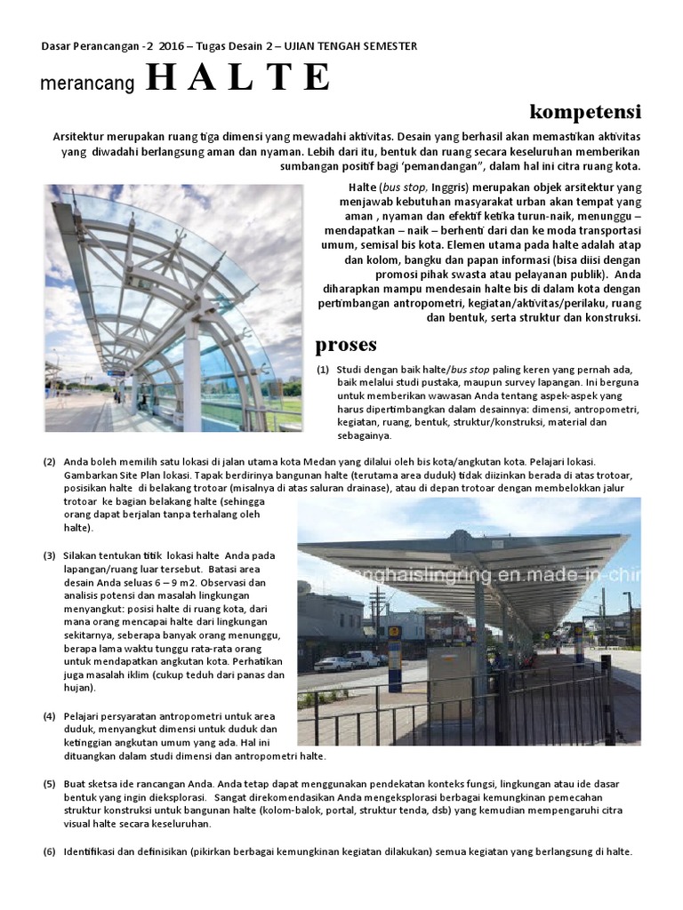 Tugas Desain 2 - Merancang Halte 2016 | PDF