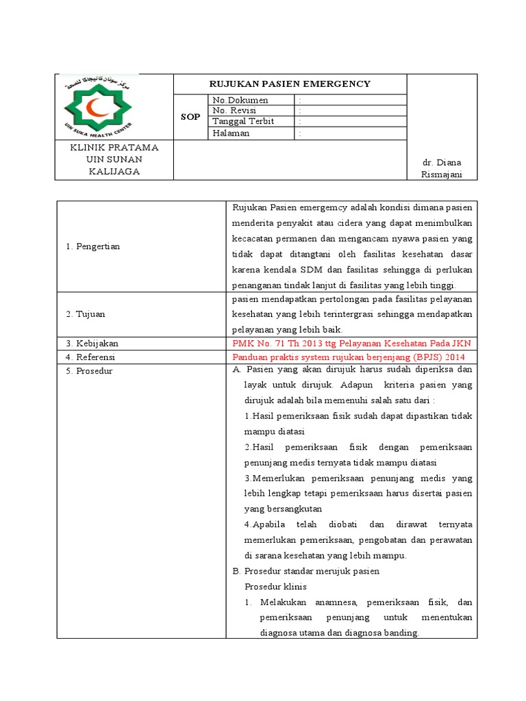Sop Rujukan Pasien Emergency | PDF | Pengembangan Diri | Sains & Matematika