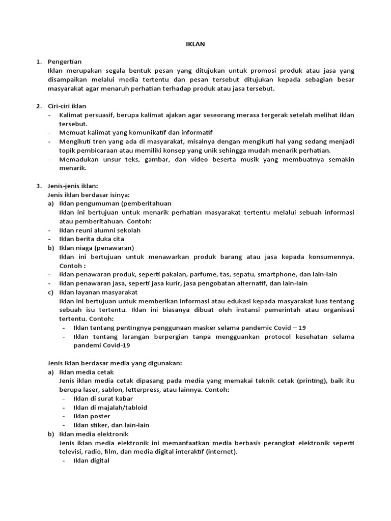 Unsur-Unsur Iklan | PDF