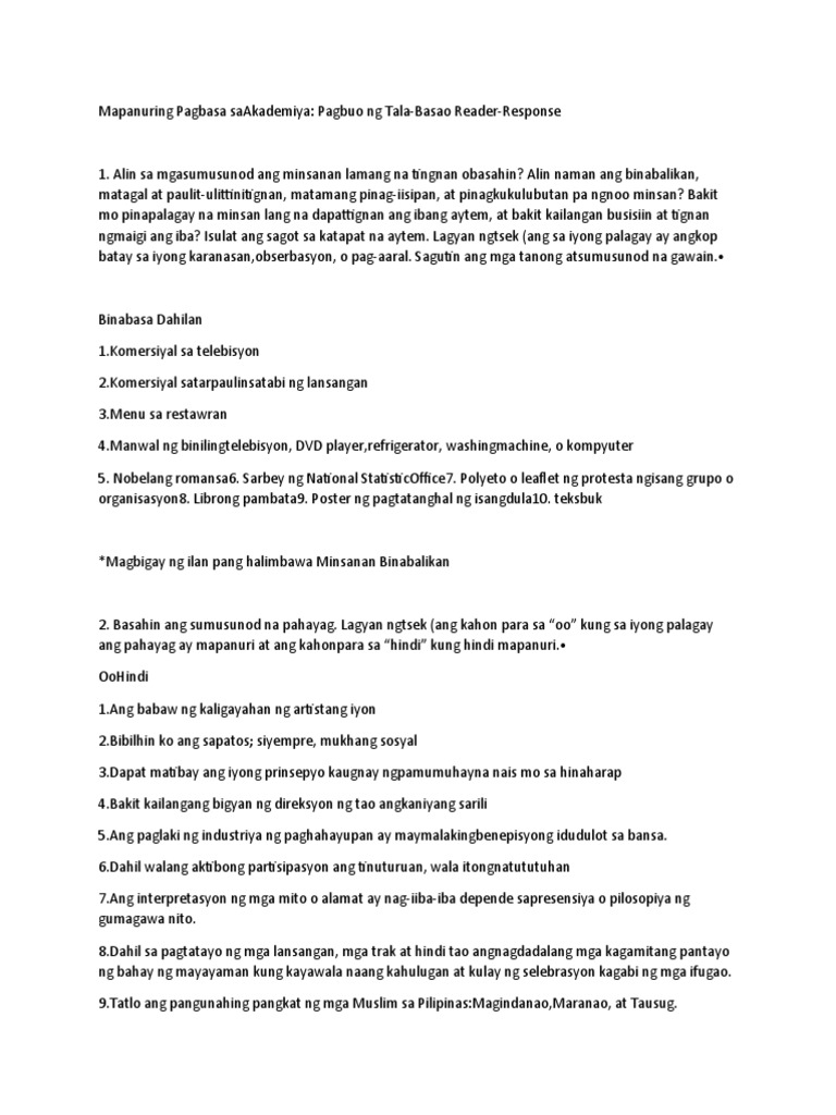 Gawain Sa Tala-Basa | PDF