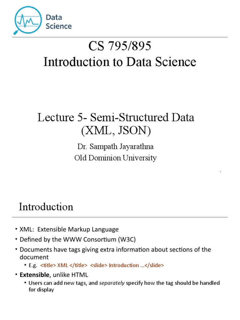 Lecture 5 Semi Structured Data Pdf Xml Xml Schema