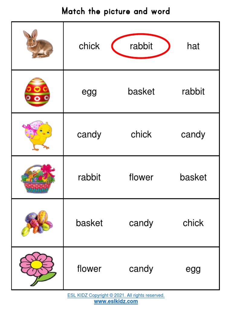 Easter Vocabulary Matching Word Pic Activity | PDF | Vocabulary | Pedagogy