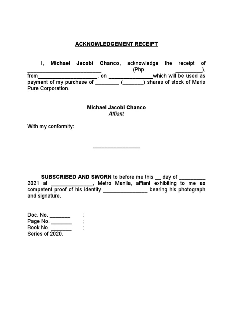 Acknowledgement Receipt Template | PDF