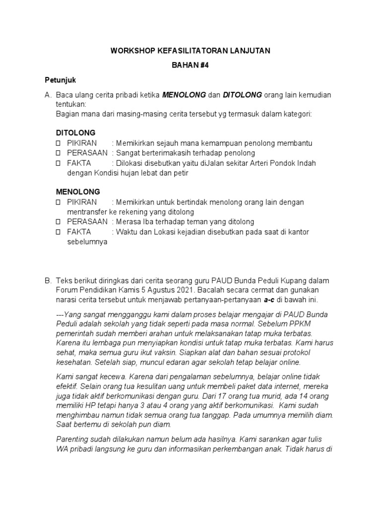 6 - Workshop Kefasilitatoran Lanjutan - Bahan #5 (Andi Febrien) | PDF