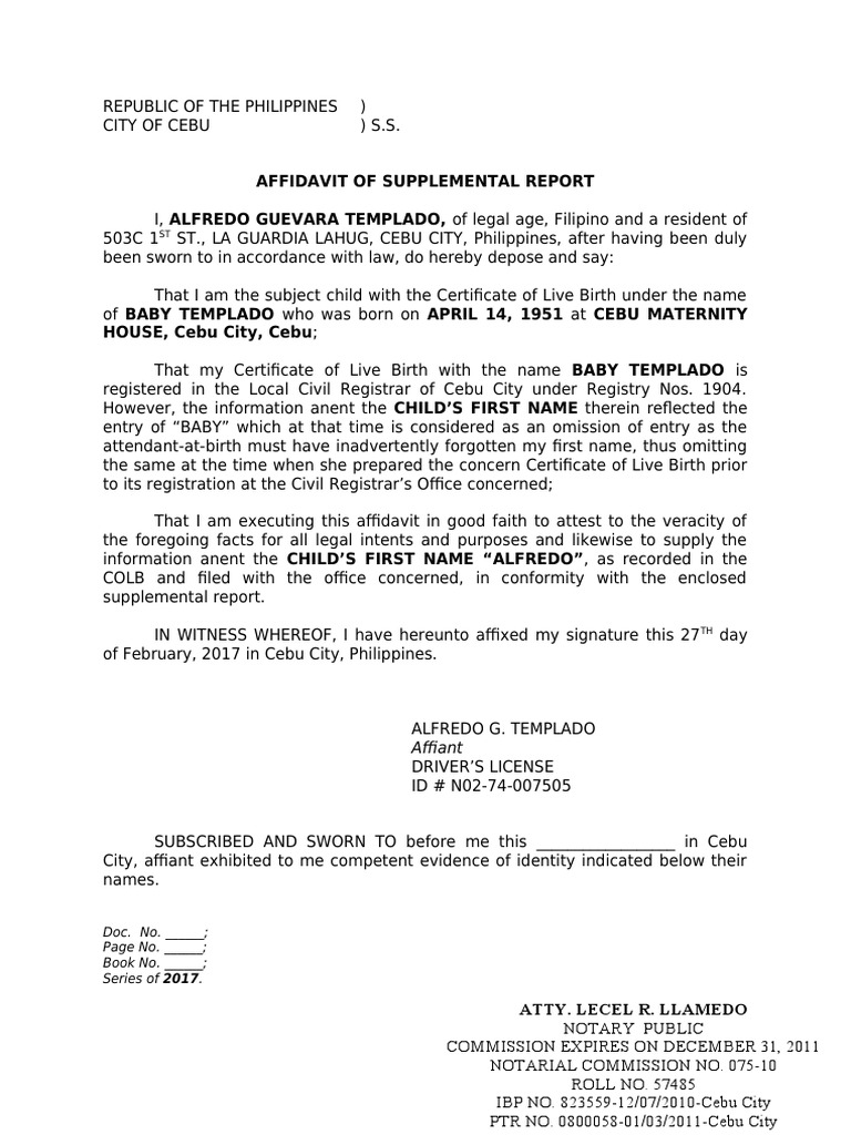 Affidavit of Supplemental Report: Affiant | PDF | Affidavit ...