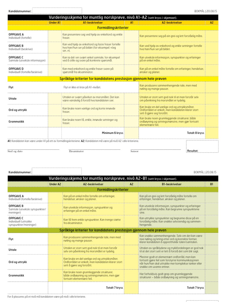 Vurderingsskjema Muntlig BM | PDF