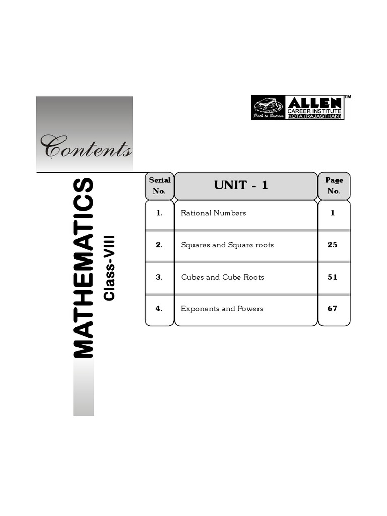Unit - 1: Serial No. No | Download Free PDF | Numbers | Integer