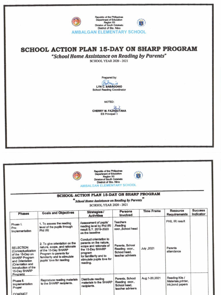 Action Plan On SHarp Program READING | PDF
